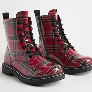 torrid | Shoes | Nwt Torrid Stevie Combat Boots Red Plaid Size | Poshmark